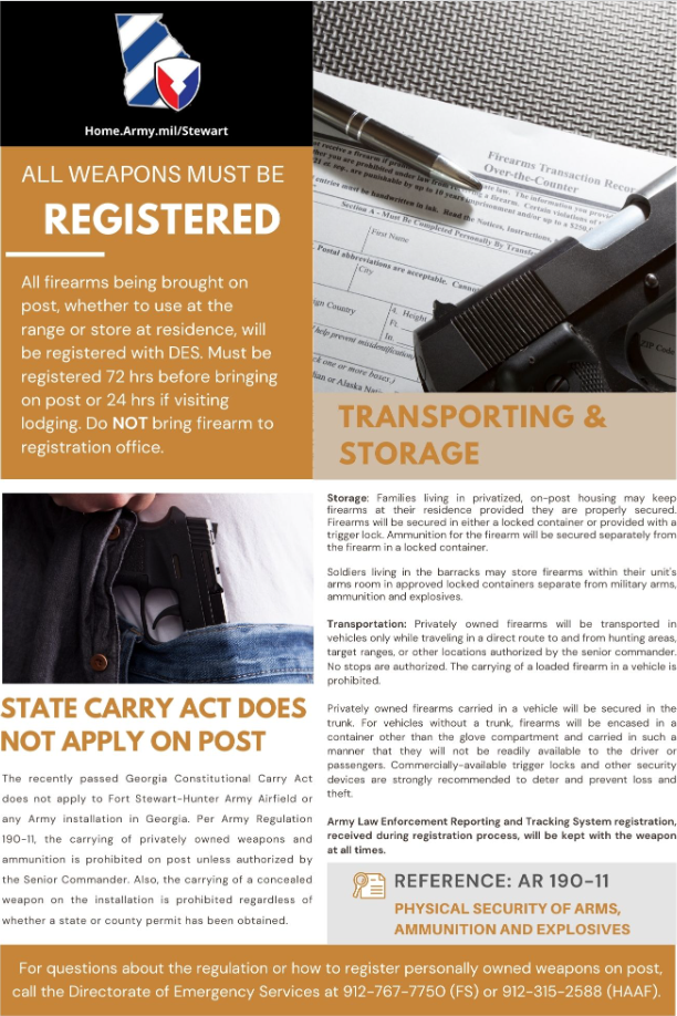 Weapon Registration - Fort Stewart-Hunter Army Airfield - iSportsman